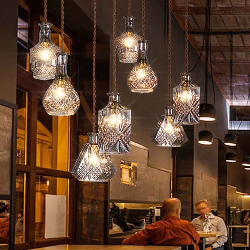 Wine Bottle Bar Pendant Light | Hanging Bar Lights - Lighting Homei